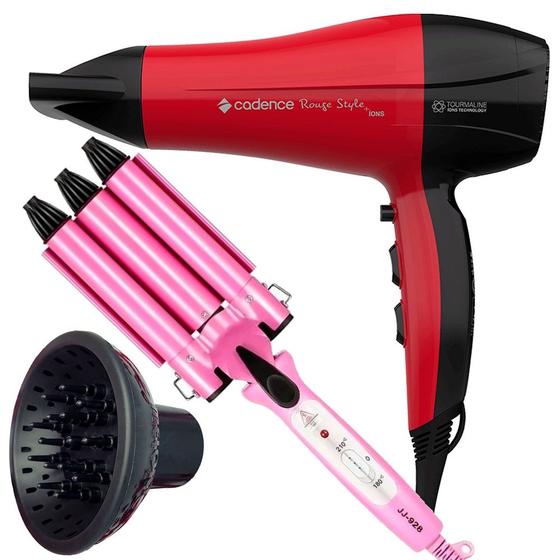 Secador De Cabelo Cadence Profissional 2200w Ions Ar Quente Frio Rougi ...