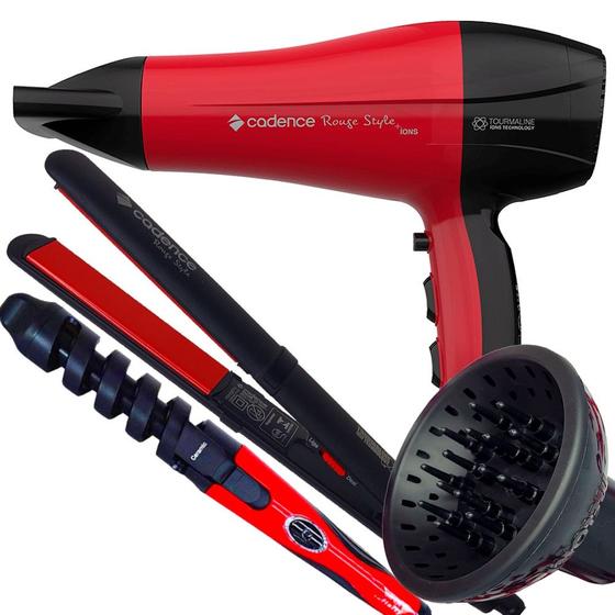 Secador De Cabelo Cadence Profissional 2200w Ions Ar Quente Frio Rougi ...