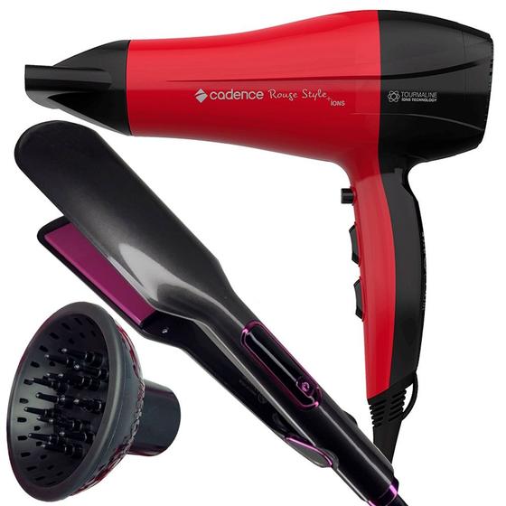 Secador De Cabelo Cadence Profissional 2200w Ions Ar Quente Frio Rougi ...