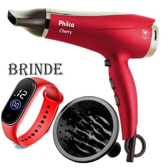 Secador De Cabelo Philco Cherry 2100w Ions Ar Quente e Frio Difusor ...