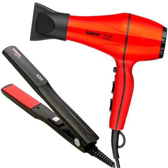 Secador de Cabelo Taiff Style Red 2000W e Prancha Alisadora Taiff Red ...