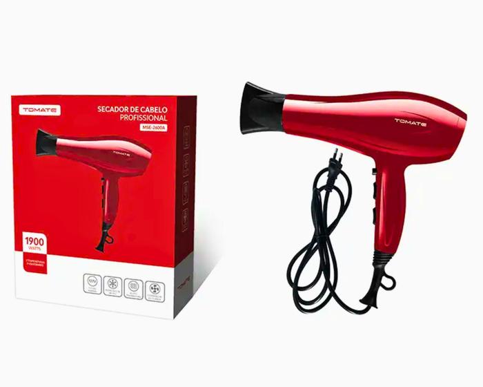 Secador de Cabelos Profissional 1900W Quente/Frio 127V - Tomate ...
