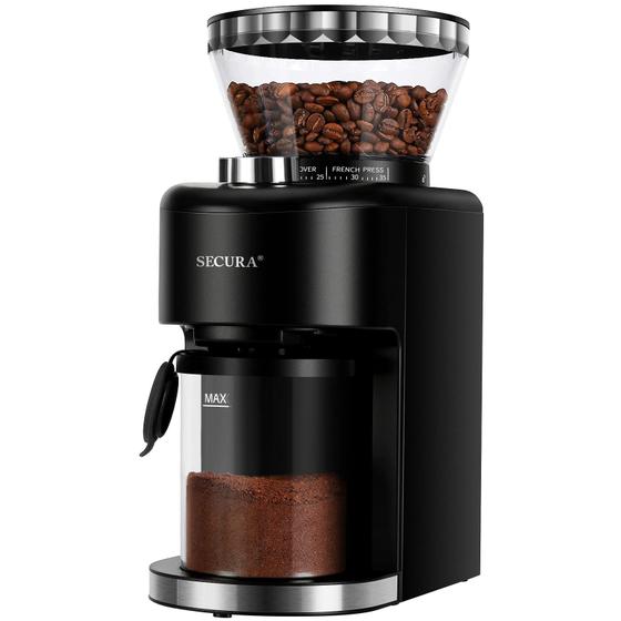 Secura Moedor de Café Elétrico com Moedor Cônico e 35 Ajustes de Moagem ...