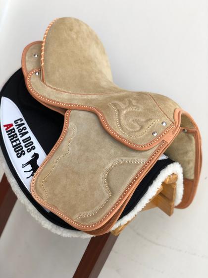 Sela profissional vaquejada em couro nobuck natural primeira linha ...