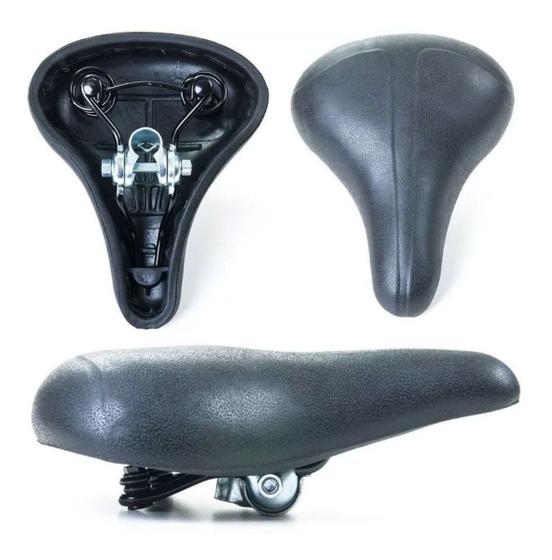 Selim Banco P/ Bicicleta Preto Barra Circular 2 Molas Confortável ...