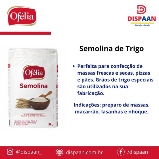 Semolina de trigo Ofélia - 3 unidades de 5kg - Farinha - Magazine Luiza