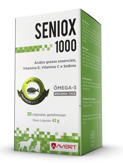 Seniox 1000mg 30 Cápsulas - Avert - Vitaminas e Suplementos para Pet ...