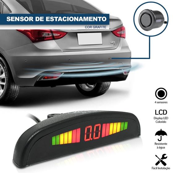Sensor de Ré Estacionamento Cinza Escuro Grafite Chumbo Aviso Sonoro ...