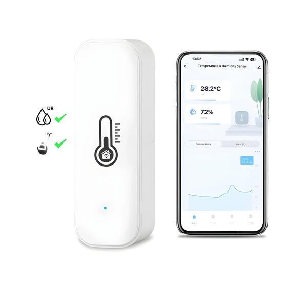 Sensor Inteligente De Umidade E Temperatura Interna WiFi Alimentado Por Bateria Tuya App Alexa ...