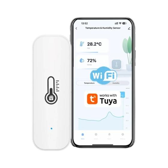Sensor Inteligente De Umidade E Temperatura WiFi Tuya APP Monitor Remoto Funciona Com Alexa ...