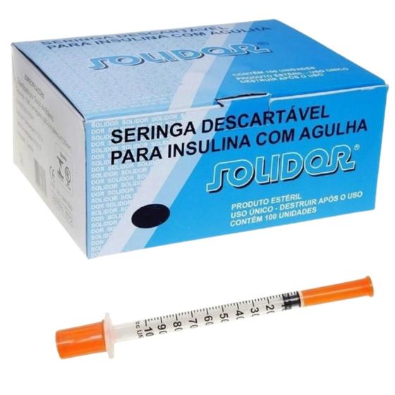 Seringa 1 Ml Descartável C/ Ag 8x0,30mm Caixa C/ 100 SOLIDOR - Seringa ...
