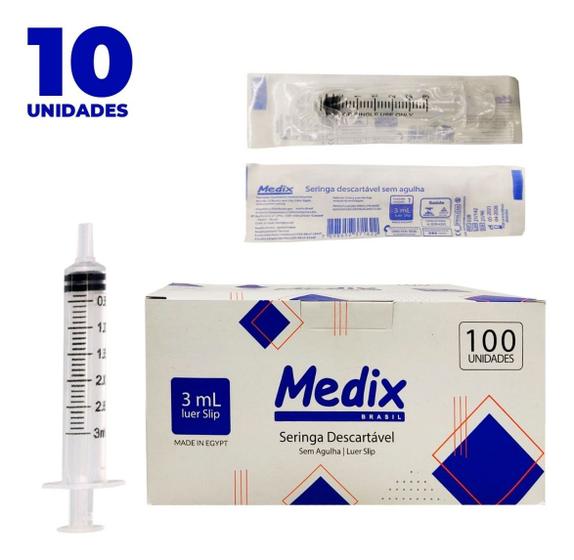 Seringa 3ml Sem Agulha Bico Luer Slip Caixa 10 Un - MEDIX - Seringa ...