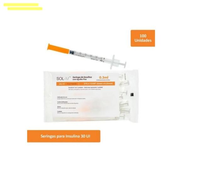 Seringa Para Insulina/Botox 0,3ml com Agulha Fixa 0,25mmX6mm 31G ...