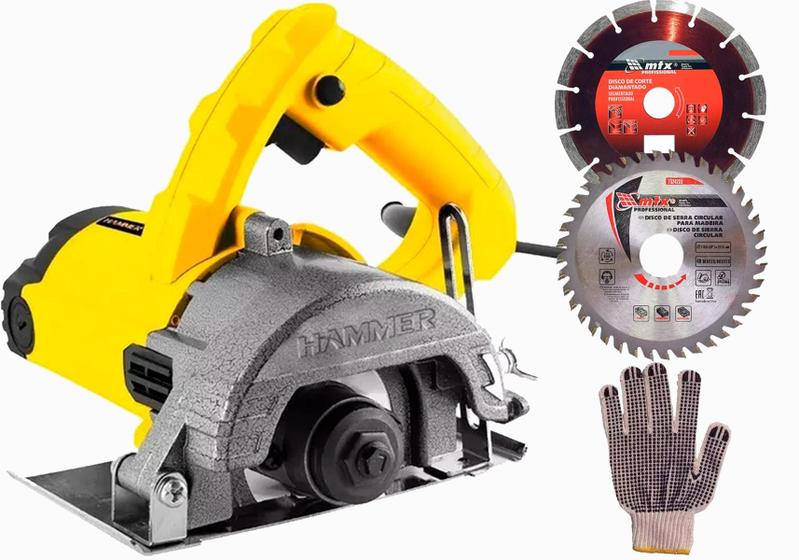 Serra Mármore 4.3/8 Pol 1300w Hammer 220v + 2 Discos + Luva - Serra ...