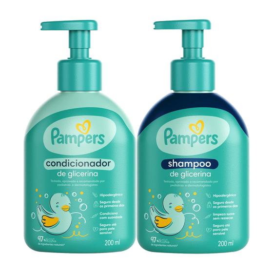 Shampoo e Condicionador Infantil de Glicerina PAMPERS 200ml - Shampoo ...
