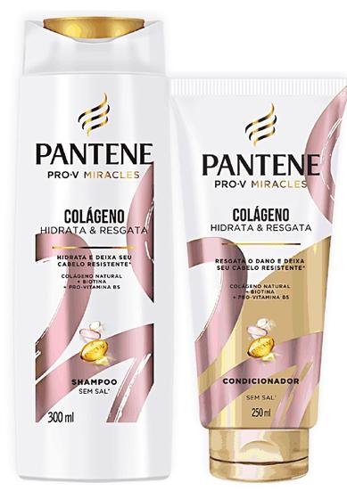 Shampoo e Condicionador Pantene Colágeno Hidrata e Resgata cabelos Danificados - Kit Shampoo e ...