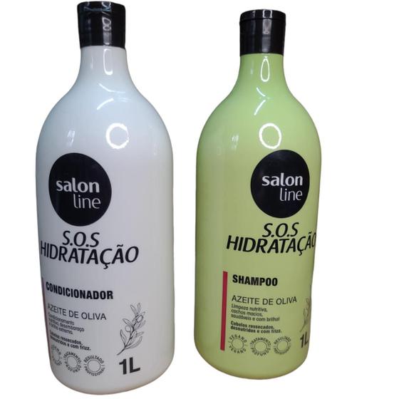 Shampoo e Condicionador SOS Hidratação Ultra cachos Salon Line 1 Litro ...