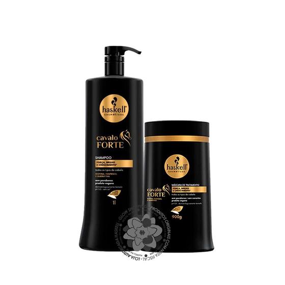 Shampoo Haskell Cavalo Forte 1 Litro Máscara Haskell Cavalo Forte 900g ...
