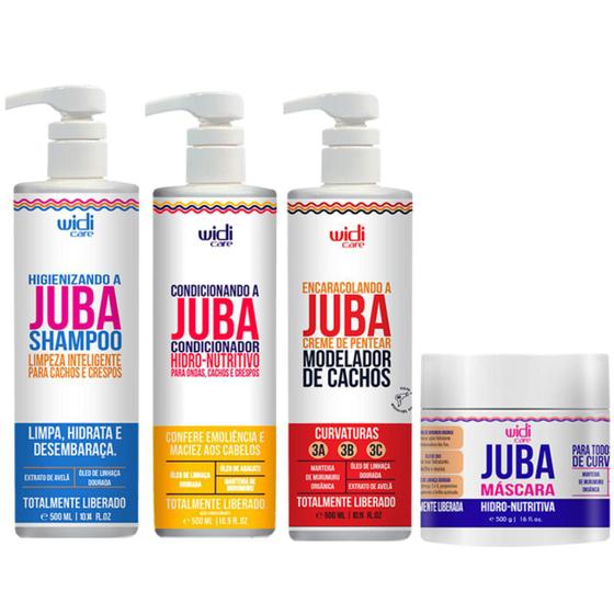 Shampoo Juba + Condicionador + Encaracolando + Máscara Juba Widi Care ...