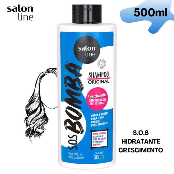 Shampoo SOS Bomba Crescimento Reparação e Força Todo Tipo De Cabelo ...