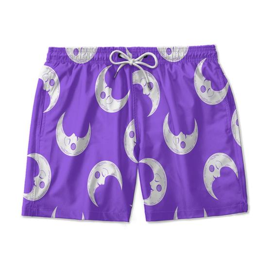 Short Bermuda Modelo Praia TSM Tactel Meia Lua Com Rosto - Roxo ...