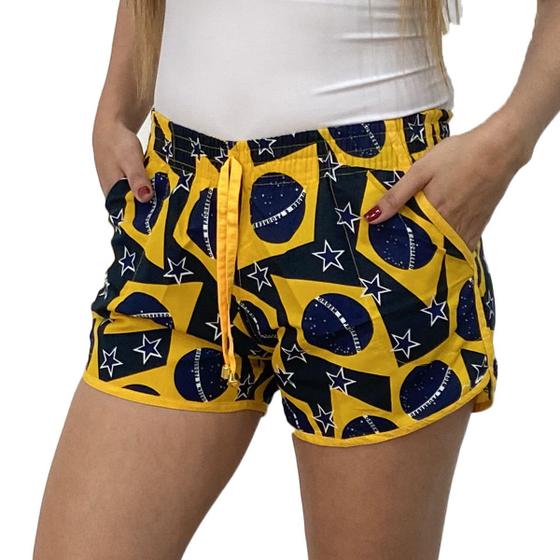 Short Tactel Feminino Copa do Mundo Brasil Verde Amarelo Seleção - S.D ...