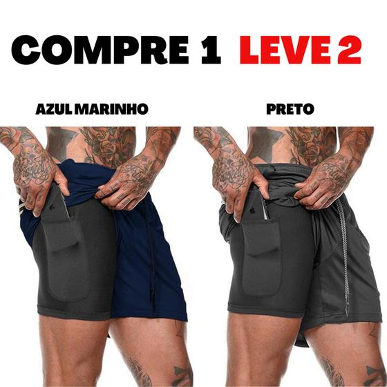 Short Treino Academia Profit Masculino Dupla Camada Respirável Dry Fit ...