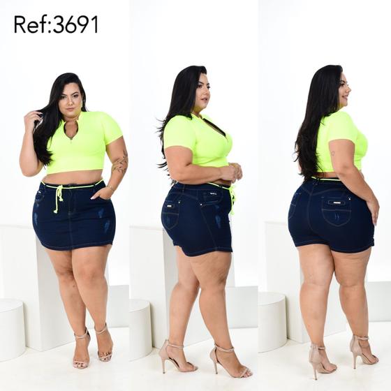 Shorts Saia Plus Size Jeans Com Elastano Tamanhos Grandes - Xtracharmy ...