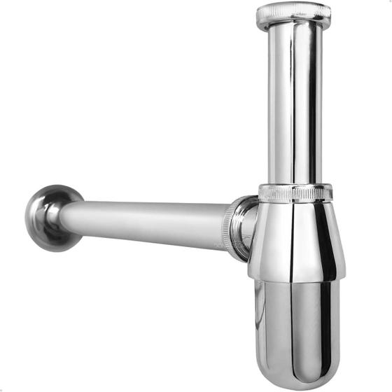 Sifão Copo Metal Cromado 7/8 Para Cuba Aparente Pia Suspensa Banheiro ...