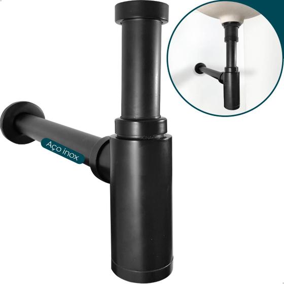Sifão Para Lavatorio Preto 1 1/4 Inox 304 Copo Metal Lavabo Pia ...