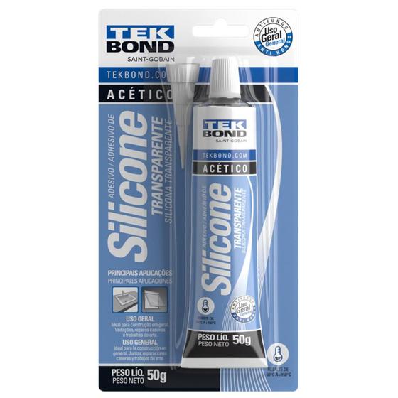 Silicone Acético Incolor 50gr Adesivo Selante Para Vedação - Tek Bond ...
