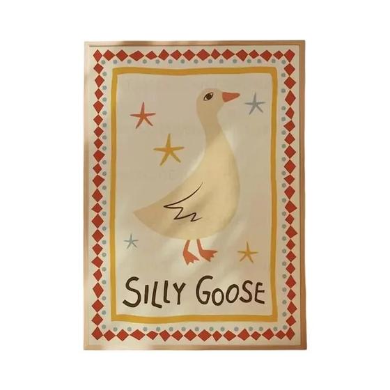 Silly Goose Print Frameless Wall Art Fashion Poster Canvas Painting ...