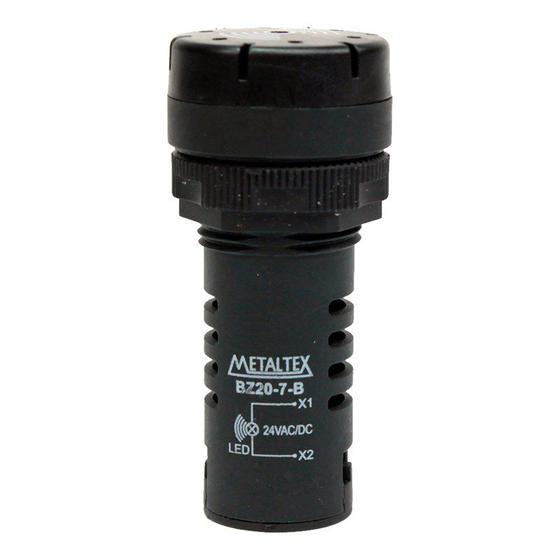 Sinalizador Sonoro LED 24VCC / VCA 22mm Vermelho Metaltex - BZ20-7-B ...