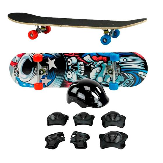 Skate Colorido Com Kit De Proteção BBR Toys Infantil Brinquedo Esportes ...