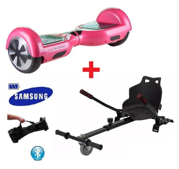 Skate Elétrico Hoverboard 6.5 ROSA + Hoverkart Carrinho Bluetooth, LED ...