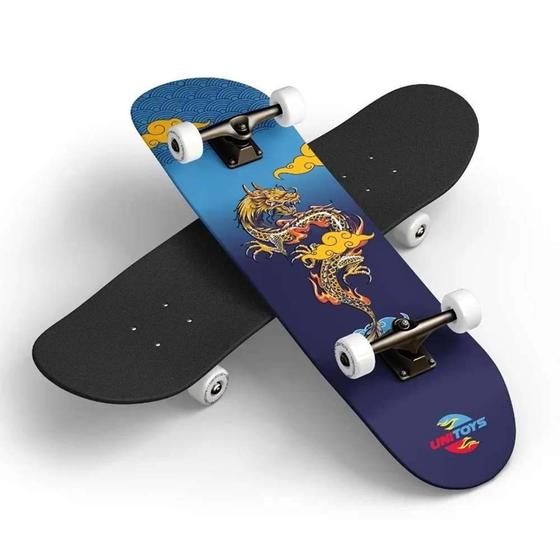 Skate Infantil Profissional - Dragão - Azul - Unitoys - Skate ...