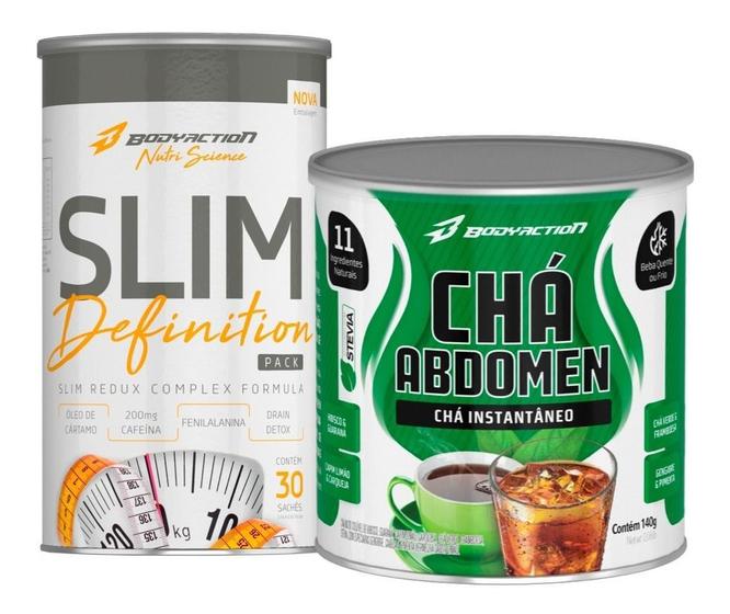 Slim Definition 30 sachês + Chá Abdomen Diurético 140g Bodyaction ...