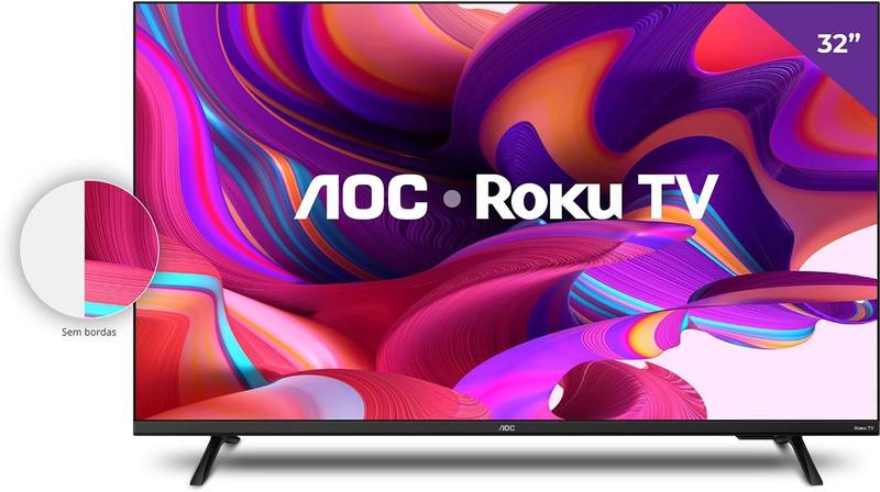Smart TV 32” HD AOC Roku TV 32S5135/78 Wi-Fi, 3 HDMI, Som Dolby Digital ...