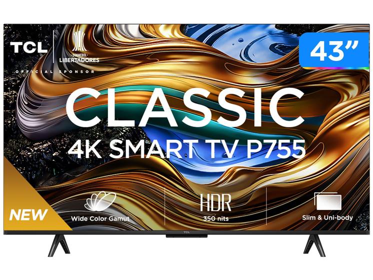 Smart TV 43" 4K UHD LED TCL 43P755 Wi-Fi Bluetooth 3 HDMI 1 USB - TV 4K Ultra HD - Magazine ...