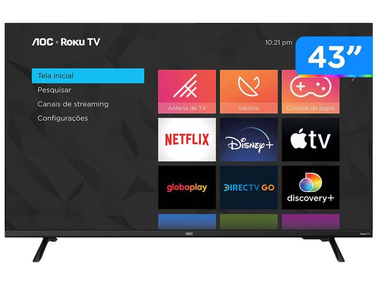 Smart TV 43” Full HD D-LED AOC 43S5135/78G - VA Wi-Fi 3 HDMI 1 USB ...