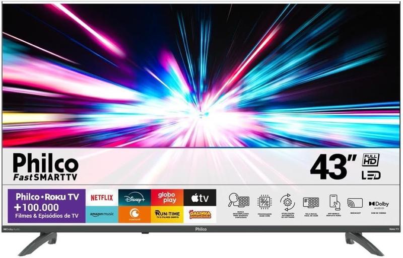 Smart Tv 43 Philco Ptv43va4regb Roku Tv Led Dolby Audio Bivolt - Smart ...