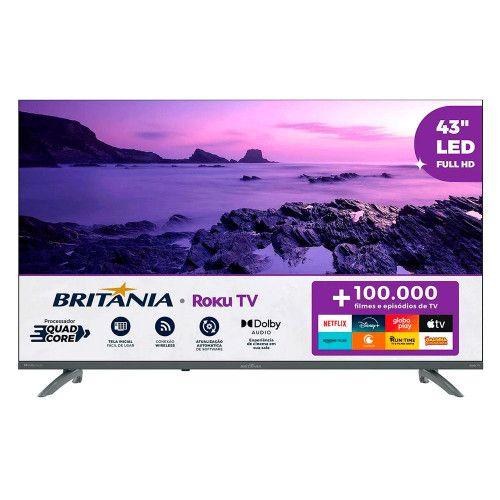 Smart TV 43Pol BTV43VA4REGB Full HD LED Dolby Áudio Roku Britânia ...