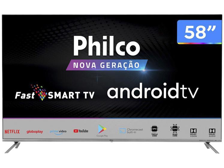 Smart TV 4K LED 58” Philco PTV58G71AGBLS Android - Wi-Fi e Bluetooth ...