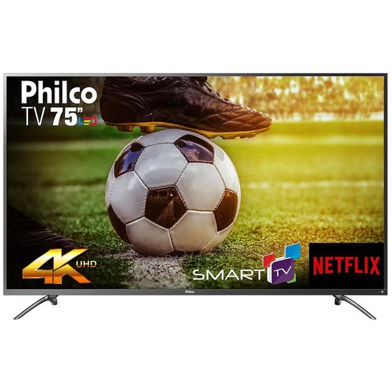 Smart TV 75" LED Philco PTV75E30DSWNT 4K Ultra HD com Wi-Fi 2 USB e 3 ...