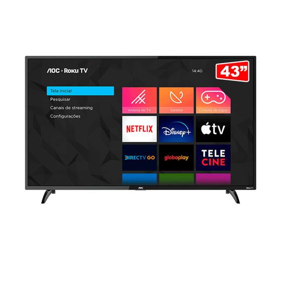 Smart TV AOC 43" Full HD 43S5195/78G ROKU, HDMI, USB, Conexão Wi-Fi ...