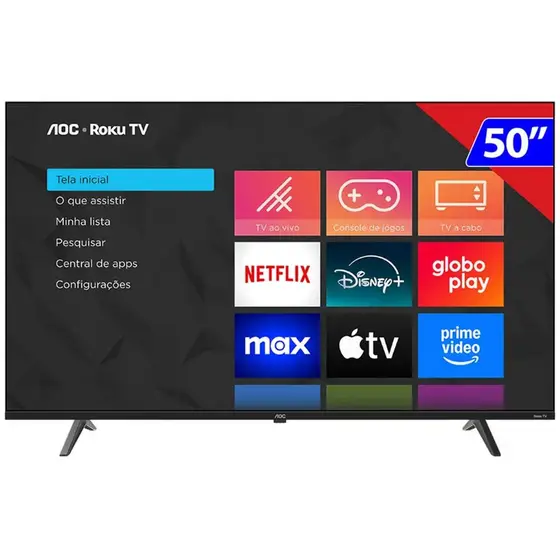 Smart TV AOC DLED 50 Polegadas 4k WI-FI Roku TV 50U7045/78G - Smart TV - Magazine Luiza