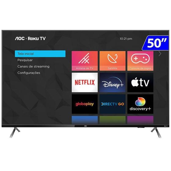 Smart TV AOC Roku LED 50 Polegadas 4K UHD Wi-Fi 50U6125/78G - Smart TV ...