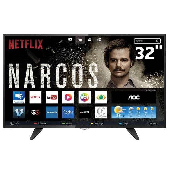 Smart TV LED 32 AOC LE32S5970 HD com Conversor Digital 3 HDMI 2 USB WI ...