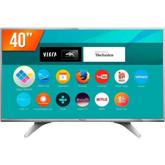 Smart TV LED 40" Ultra HD 4K Panasonic TC-40DX650B 3 HDMI 2 USB Wi-Fi ...