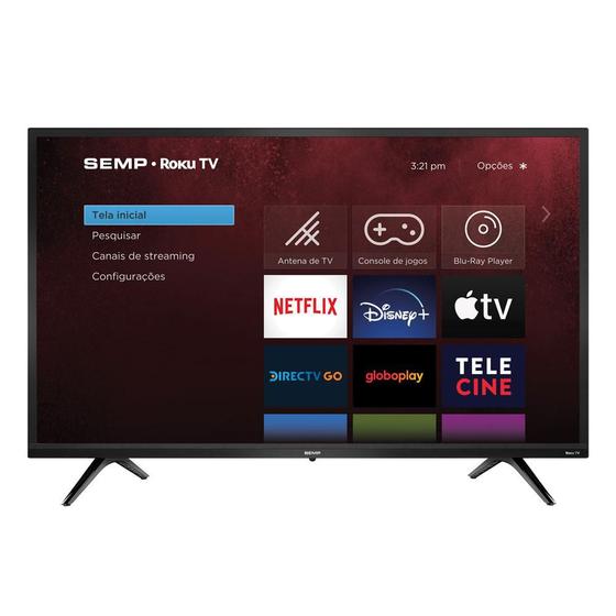 Smart TV Led 43" Full HD Semp RR5500 Roku USB 3 HDMI Preta - Smart TV - Magazine Luiza